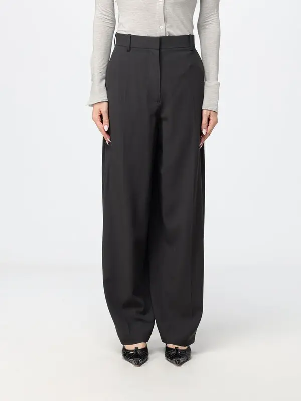 TOTEME High-waisted Wide Leg Wool Blend Tailored Trousers With Slant Pockets - Black