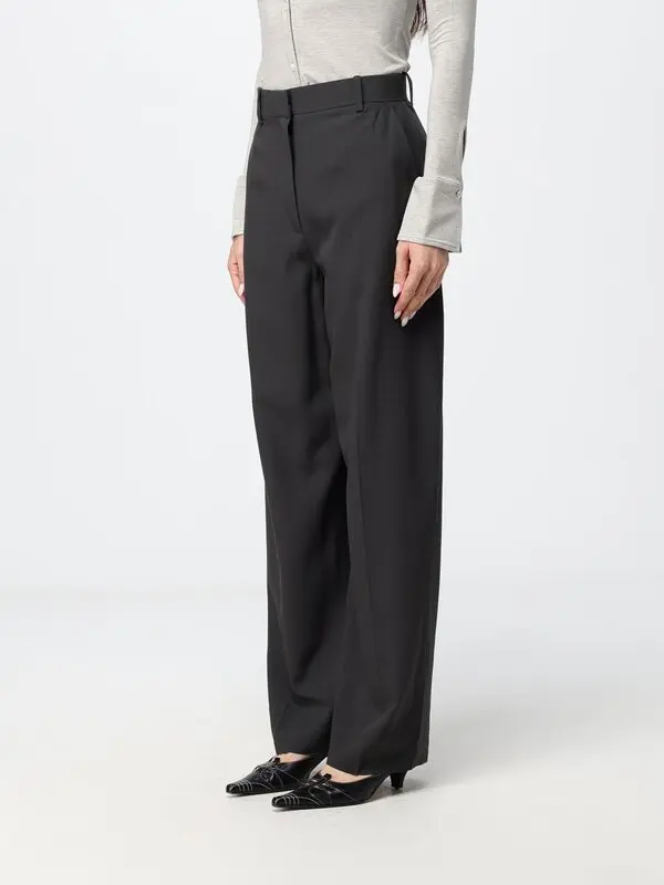 TOTEME High-waisted Wide Leg Wool Blend Tailored Trousers With Slant Pockets