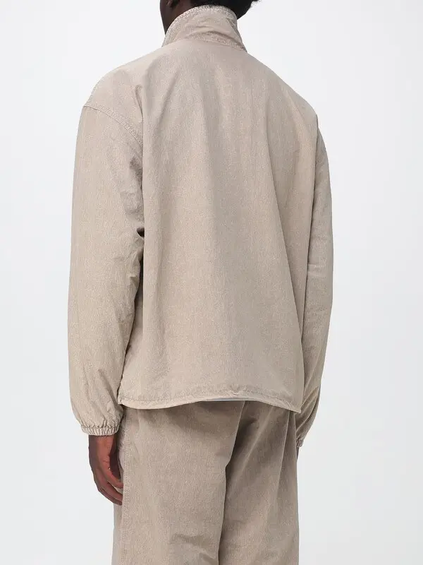 DIESEL® Nylon Windbreaker Jacket With High Neck And Oval D Logo - Beige