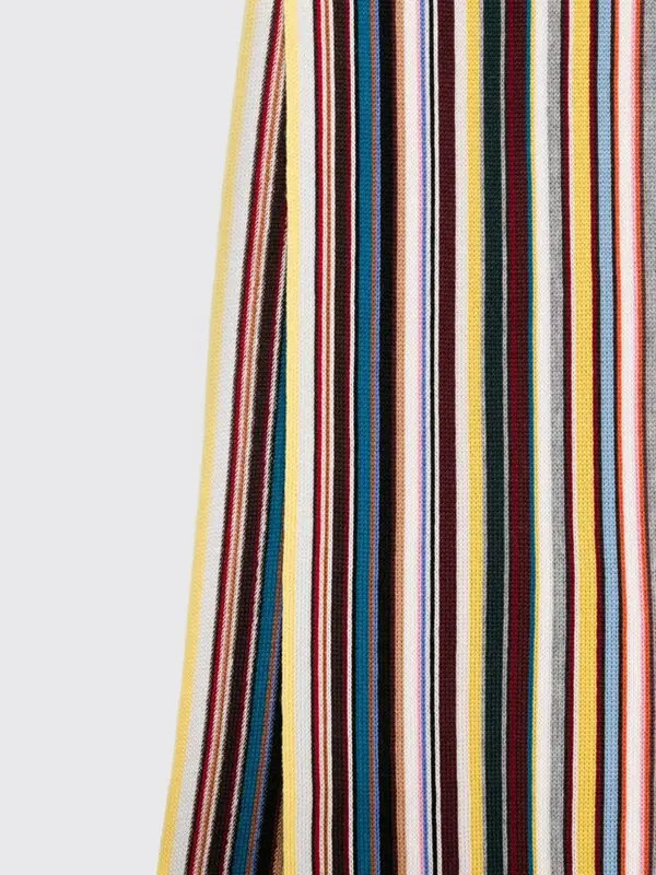 Paul Smith Stripe Merino Wool Scarf With Fringed Hem