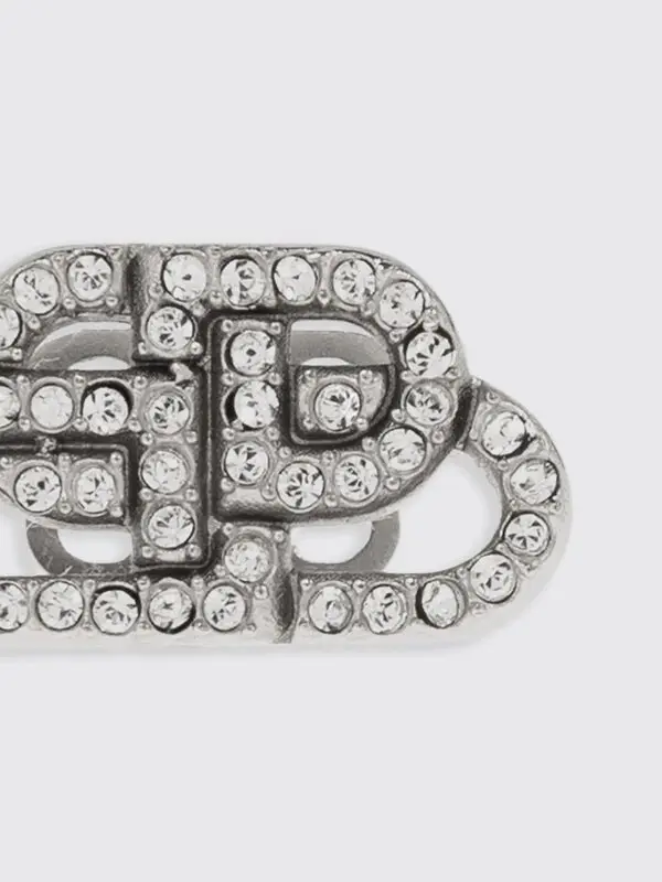 Balenciaga Rhinestone Monogram Brass Stud Earrings