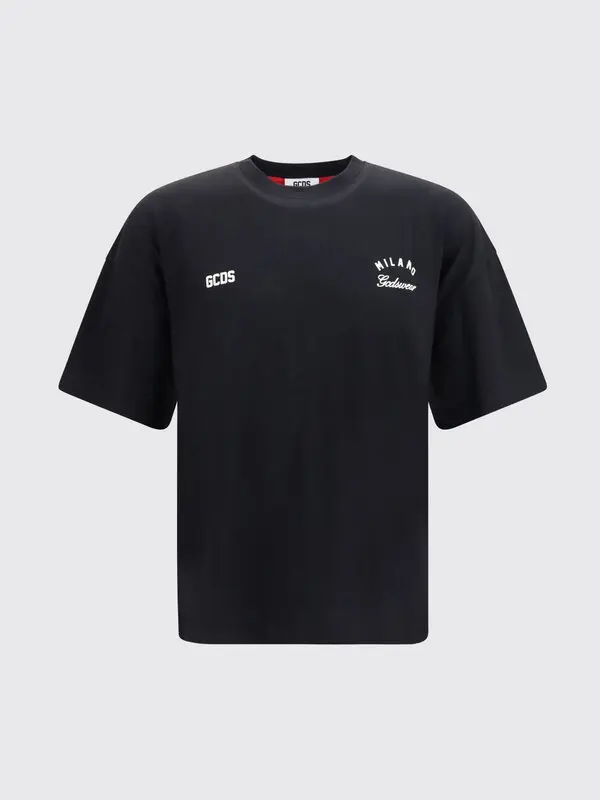 Gcds Cotton T-shirt With Back Logo And Dropped Shoulders - Black