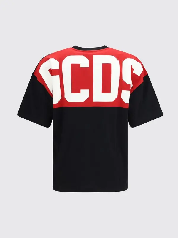 Gcds Cotton T-shirt With Back Logo And Dropped Shoulders - Black