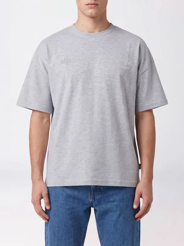 Gcds Cotton T-shirt With Back Logo And Dropped Shoulders - Grey