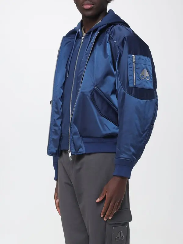 Moose Knuckles Hooded Bomber Jacket In Recycled Nylon With Zip Closure