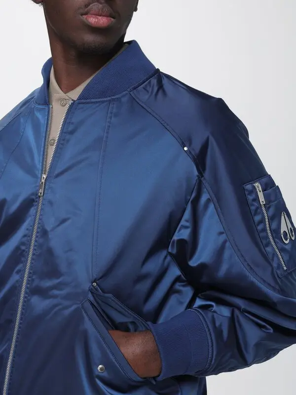 Moose Knuckles Hooded Bomber Jacket In Recycled Nylon With Zip Closure