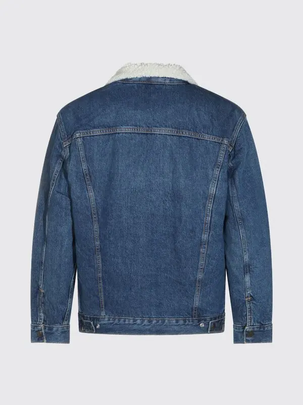 LEVI'S Denim Shirt Jacket With Fur Collar And Patch Pockets - Blue