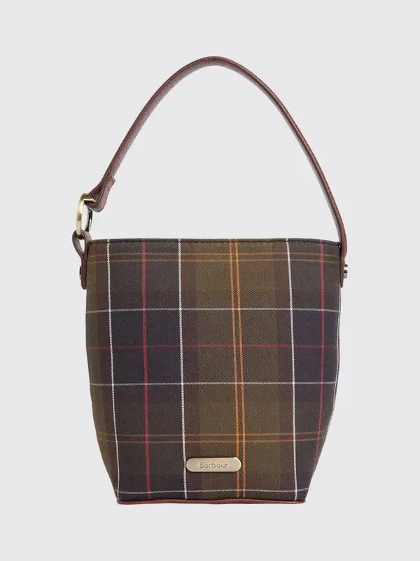 Barbour Tartan Pattern Cotton-blend Mini Tote Bag With Applied Logo