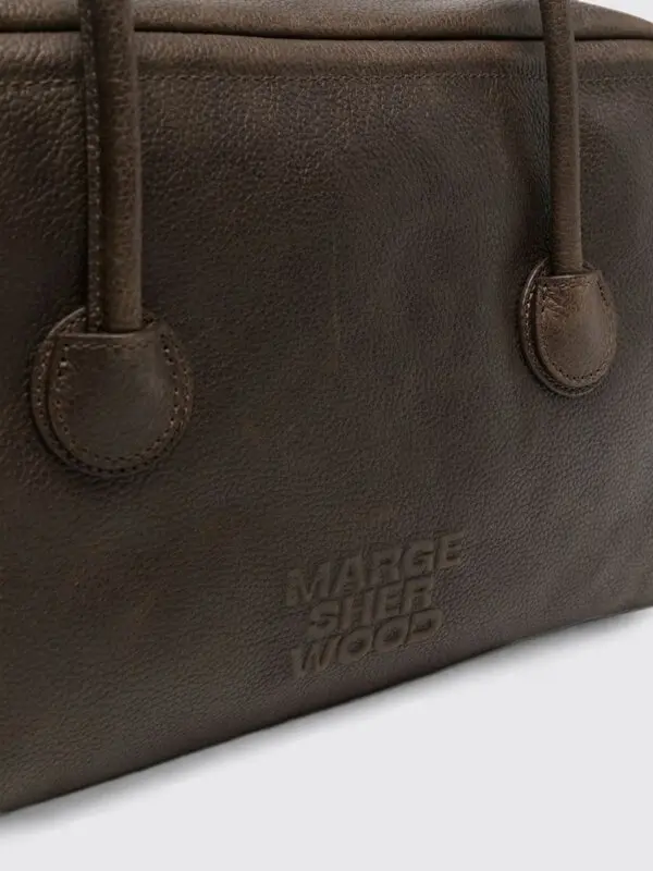 MARGESHERWOOD Boston Grained Calf Leather Shoulder Bag With Double Handle - Brown