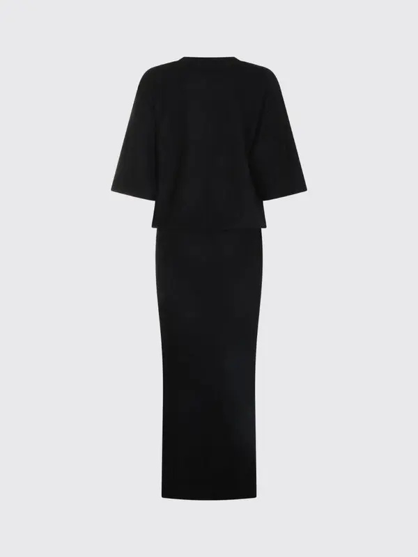 THOM KROM Double-layer Midi Tunic Dress In Viscose Blend With Short Sleeves