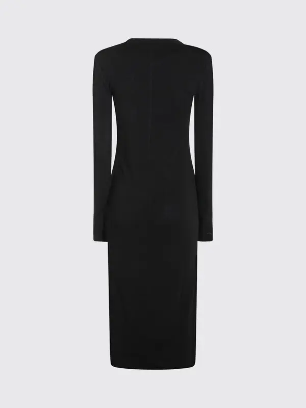 THOM KROM Long-sleeved Slim Fit Cotton Blend Midi Sheath Dress