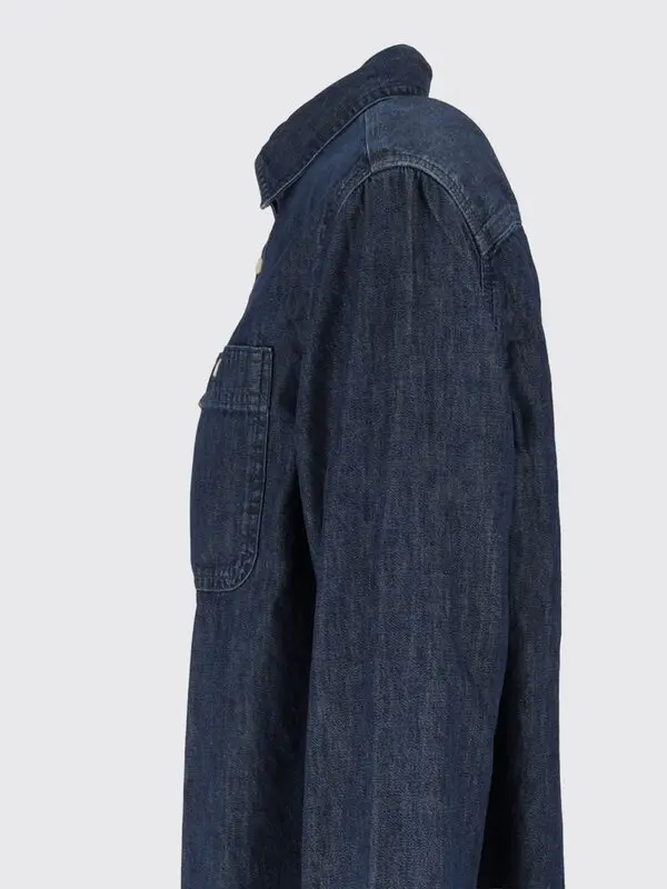 Barbour Casual Cotton Denim Shirt With Patch Pockets And Curved Hem - Blue