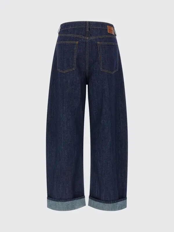 PAROSH P.a.r.o.s.h. High-waisted Wide-leg Cuffed Jeans In Cotton Denim