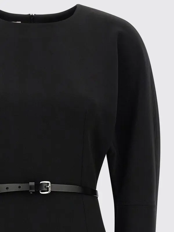 PAROSH P.a.r.o.s.h. Midi Sheath Dress In Crêpe With Adjustable Waist Belt