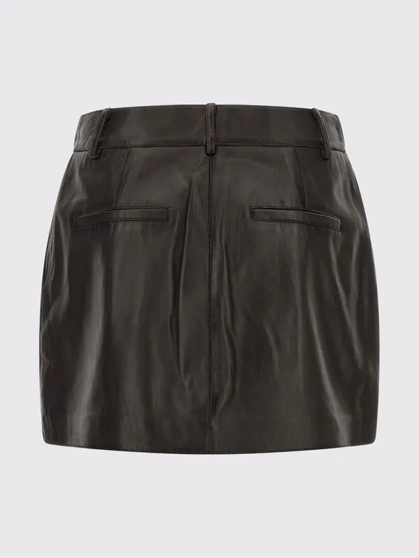 PAROSH P.a.r.o.s.h. Slim Fit Mid-waist Lambskin Leather Mini Pencil Skirt