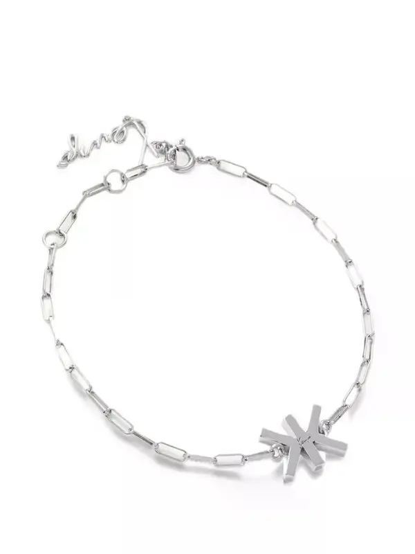 Kenzo Logo-charm Paperclip-link Bracelet - Silver