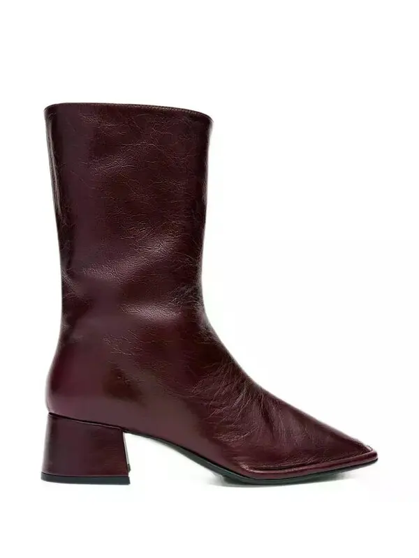 ALOHAS Berlin Crinkled-finish Square-toe Boots - Red