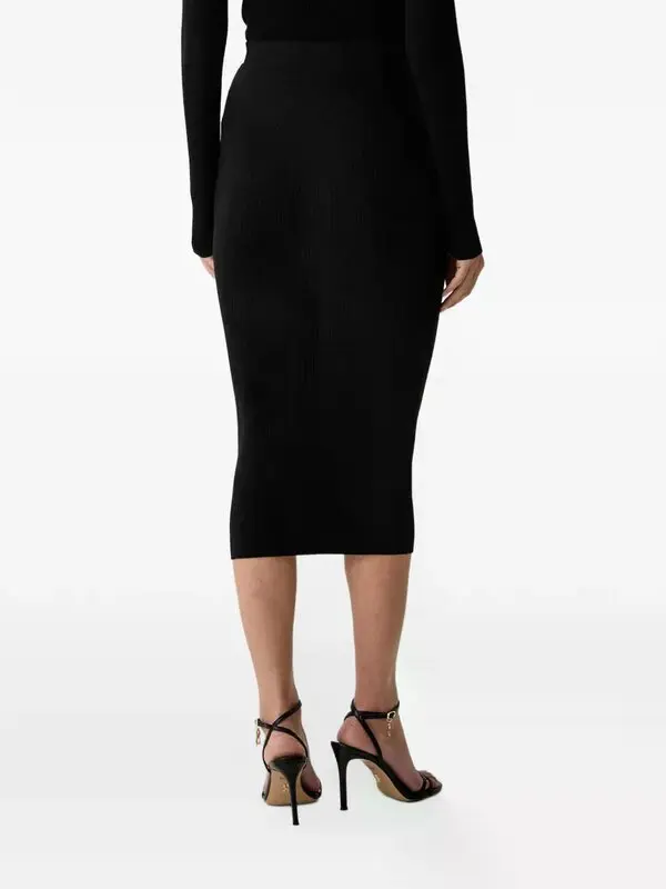 FRACOMINA Ribbed-knit Logo-button Midi Skirt
