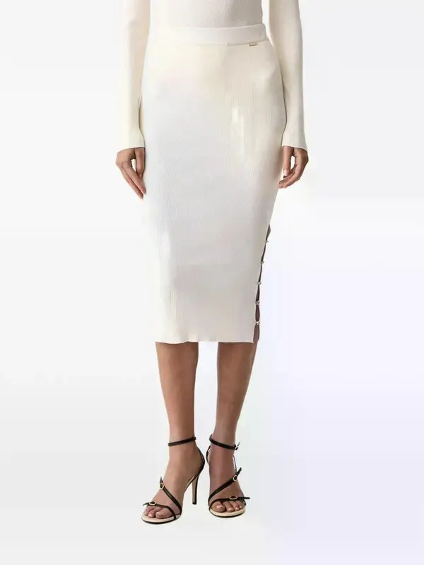 FRACOMINA Ribbed-knit Cut-out Midi Skirt