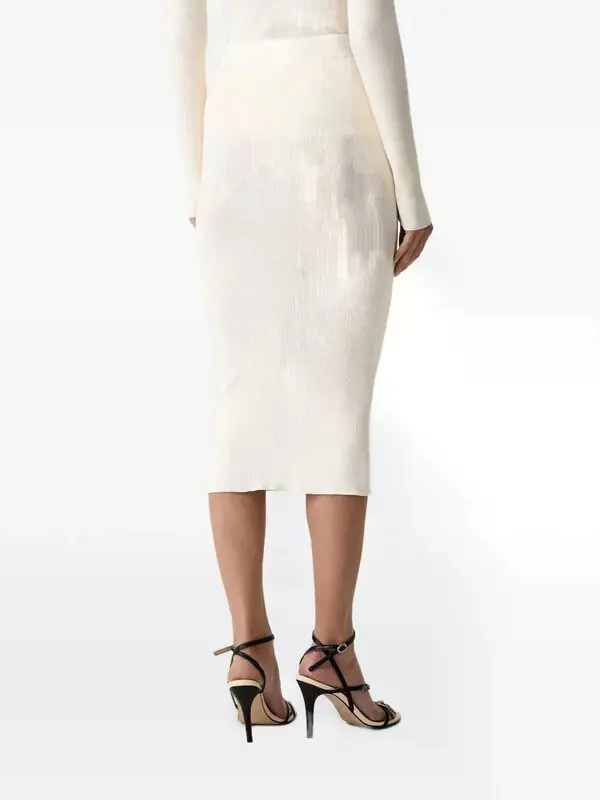 FRACOMINA Ribbed-knit Cut-out Midi Skirt