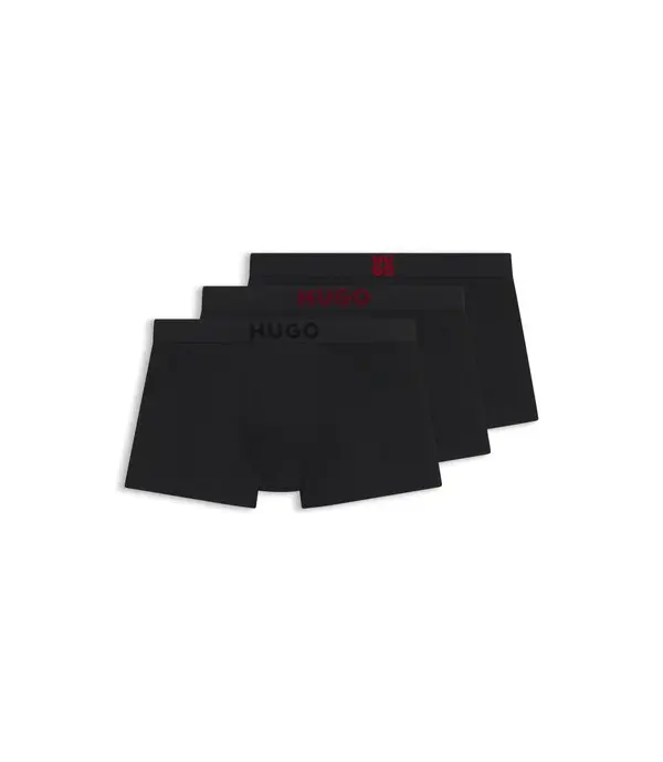 Hugo Three-pack Of Stretch-cotton Trunks With Logos