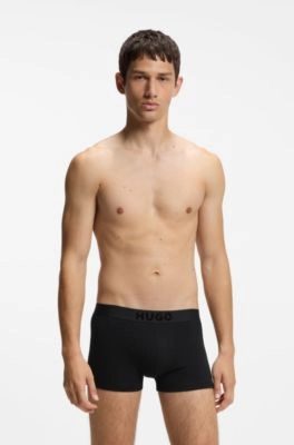 Hugo Three-pack Of Stretch-cotton Trunks With Logos