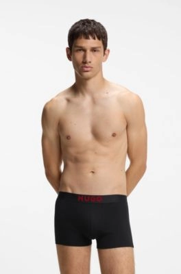Hugo Three-pack Of Stretch-cotton Trunks With Logos