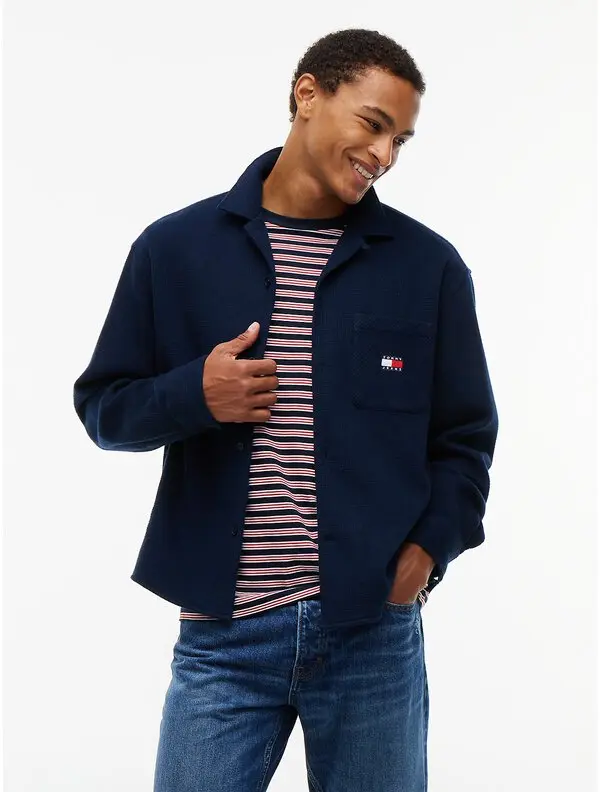 Tommy Hilfiger Boxy Brushed Waffle Shirt - Dark Blue