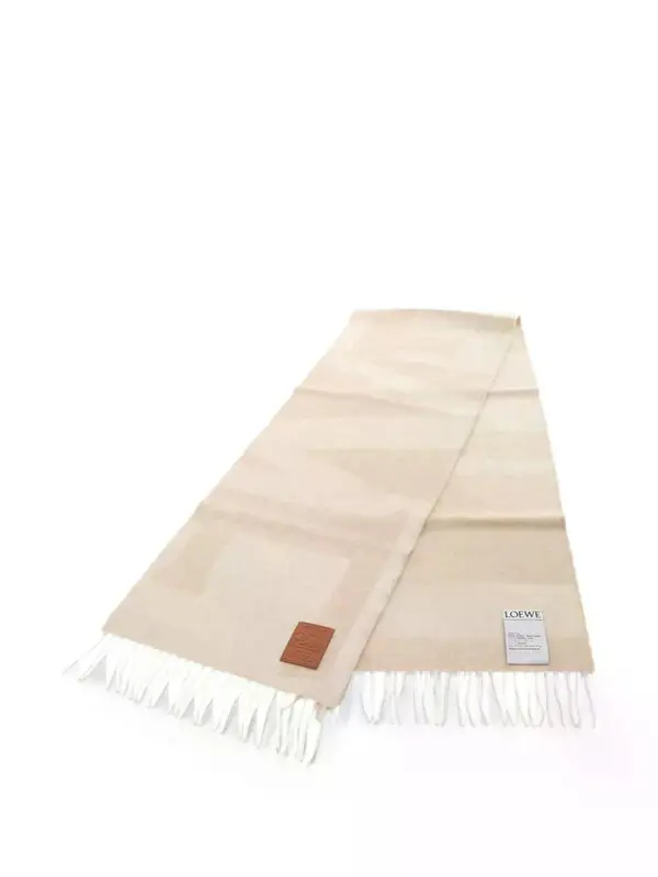 Loewe 2020s Anagram Fringed Scarf - Neutrals