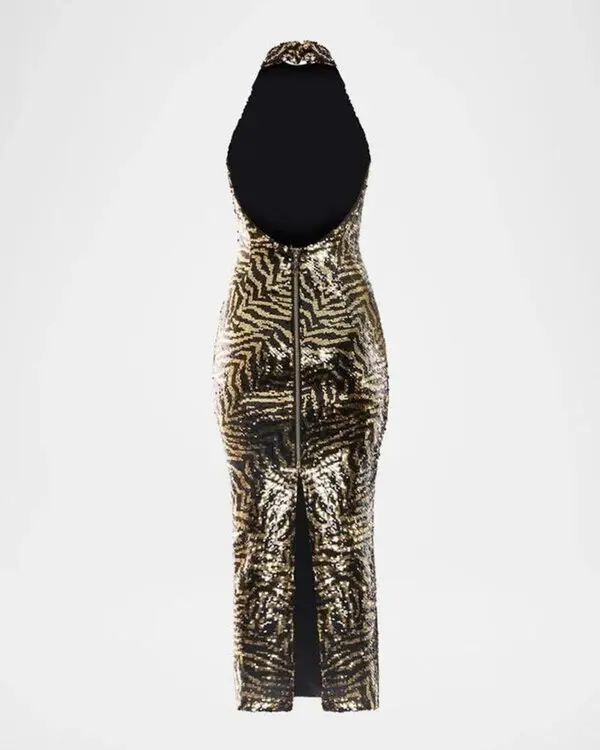 ZHIVAGO The Elsewhere Halter Sequin Midi Dress