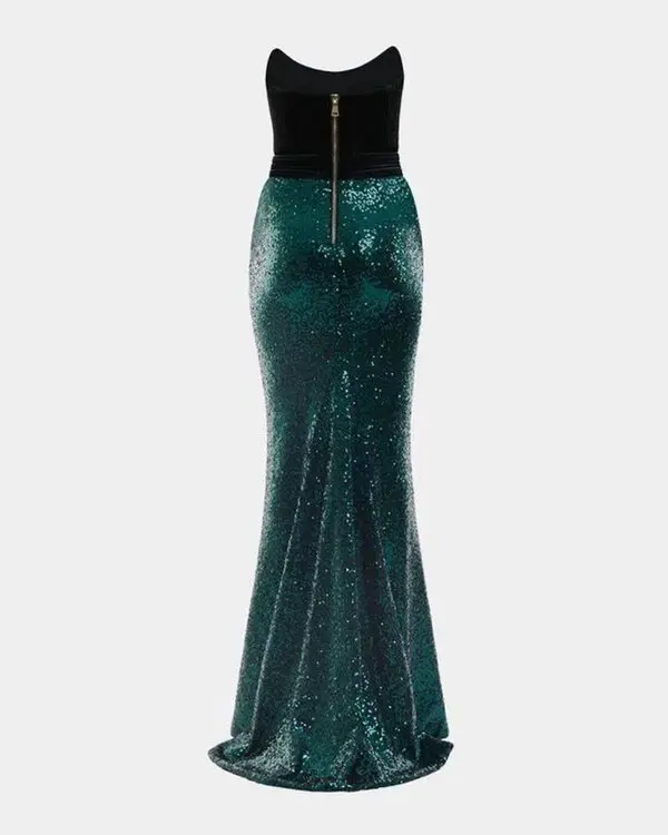 ZHIVAGO Reine De Reinettes Strapless Sequin Gown