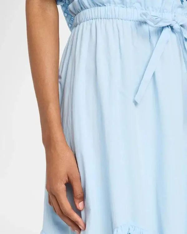 Ulla Johnson Noah Eyelet Water Washed Cotton Poplin Midi Skirt - Hydrangea