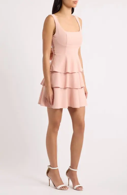 EMERALD SUNDAE Tiered Crepe Fit And Flare Dress