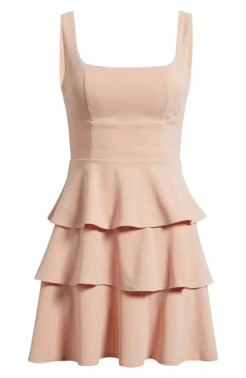 EMERALD SUNDAE Tiered Crepe Fit And Flare Dress