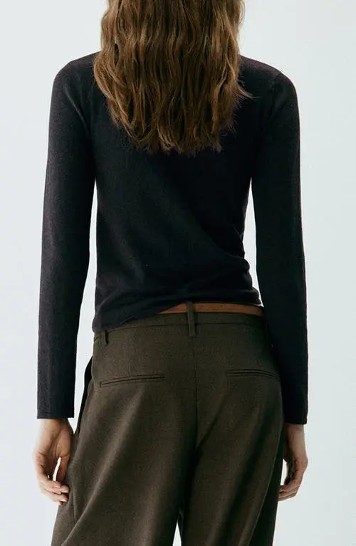 Mango Mock Neck Tie Hem Sweater