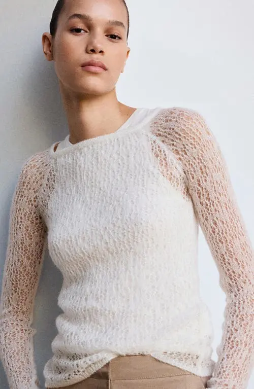 Mango Openwork Knit Layered Sweater