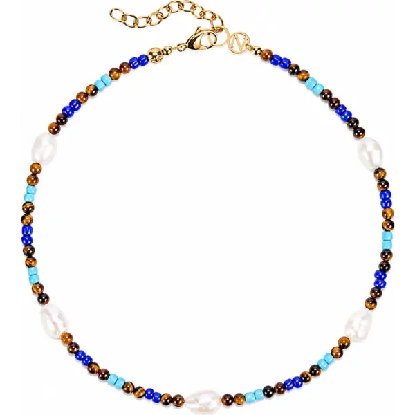 NIALAYA JEWELRY Gemstone And Pearl Choker