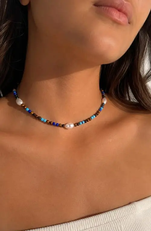 NIALAYA JEWELRY Gemstone And Pearl Choker