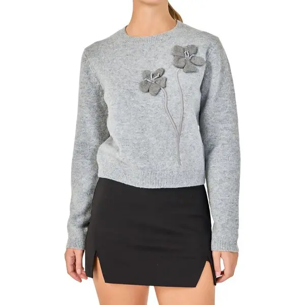 Endless Rose Floral Appliqué Sweater