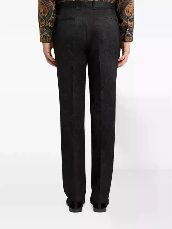 Etro Cotton-blend Jacquard Evening Trousers With Side Bands