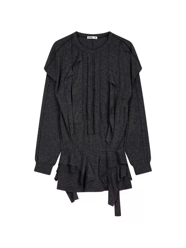 OPEN YY Ruffled Long-sleeve Blouse