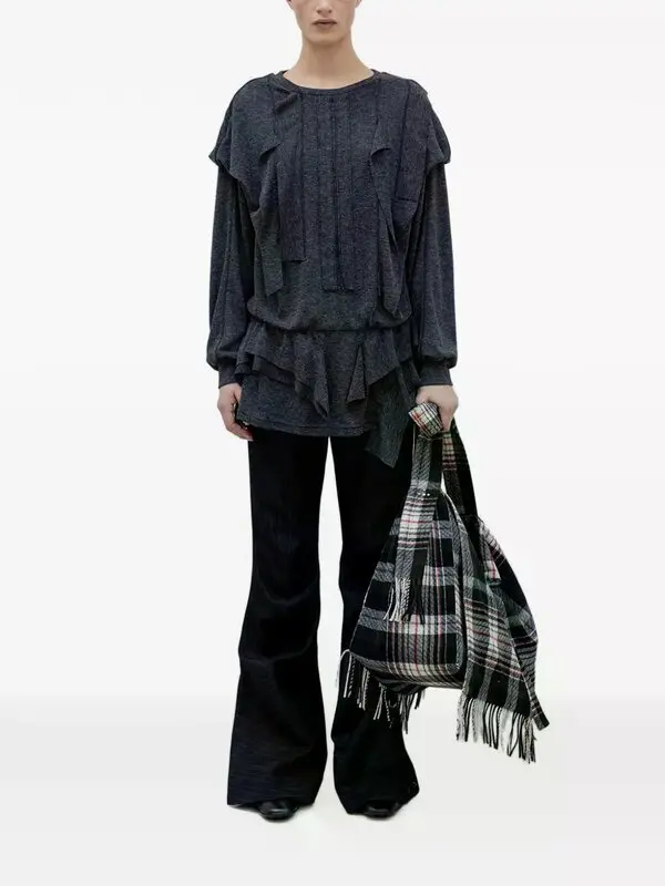 OPEN YY Ruffled Long-sleeve Blouse