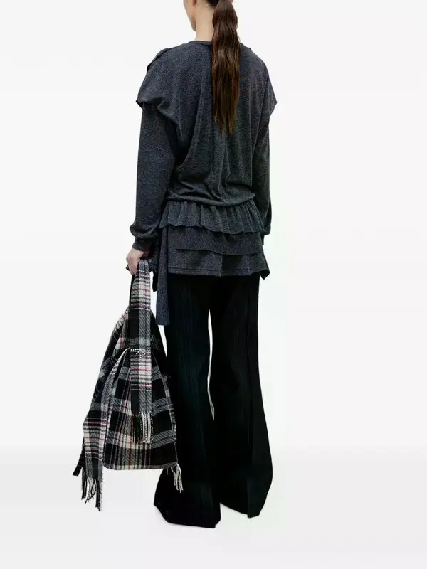 OPEN YY Ruffled Long-sleeve Blouse