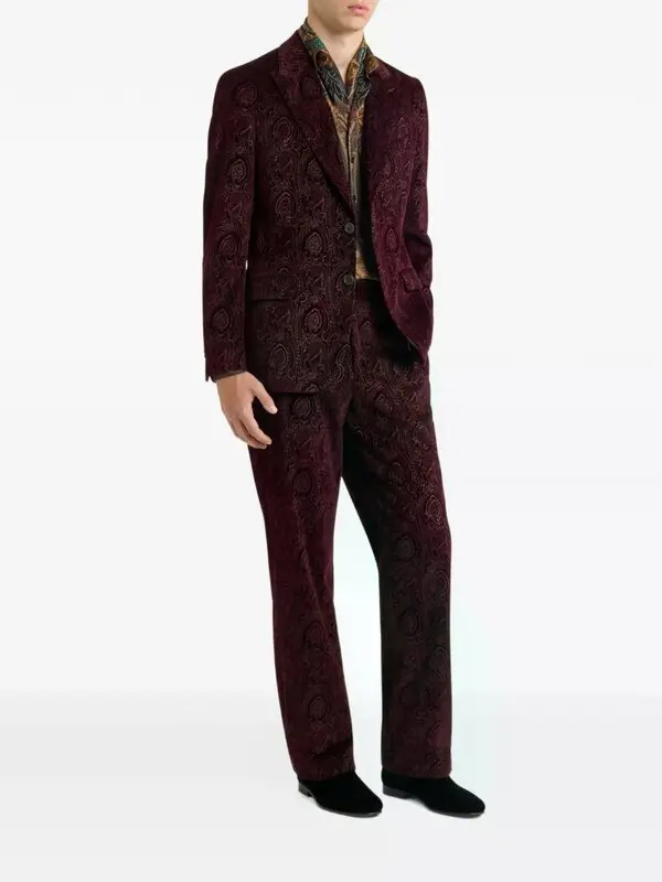 Etro Single-breasted Jacket In Cotton Velvet With Arnica Motif
