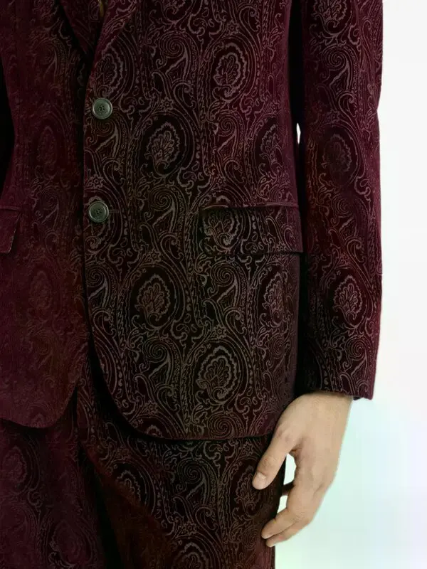 Etro Single-breasted Jacket In Cotton Velvet With Arnica Motif