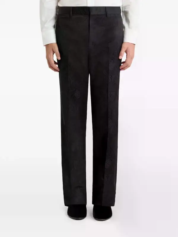 Etro Straight-leg Cotton-blend Jacquard Trousers With Damask-motif
