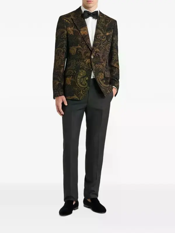 Etro Single-breasted Chenille Jacquard Jacket With Floral Paisley Motif