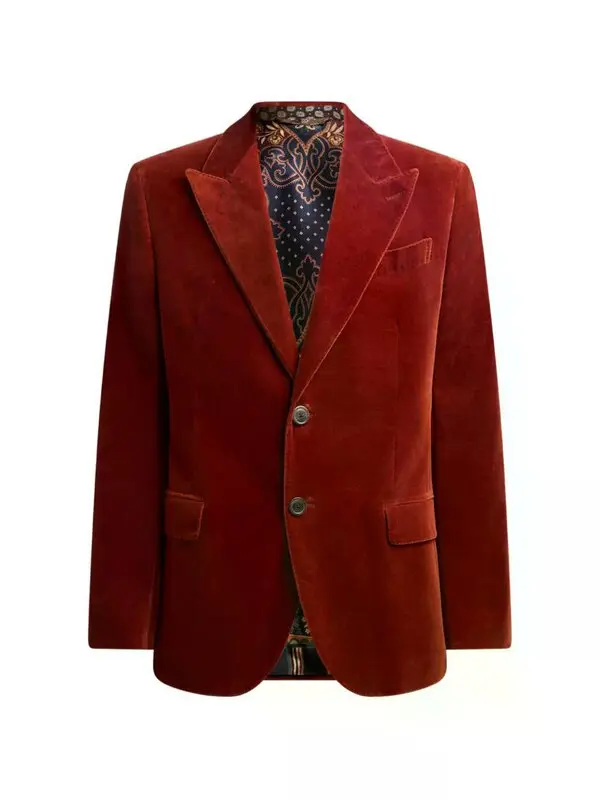 Etro Single-breasted Plain-coloured Cotton Velvet Jacket - Red