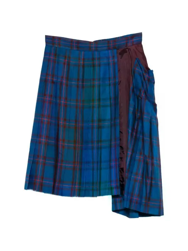 PUSHBUTTON Check Asymmetric-hem Skirt