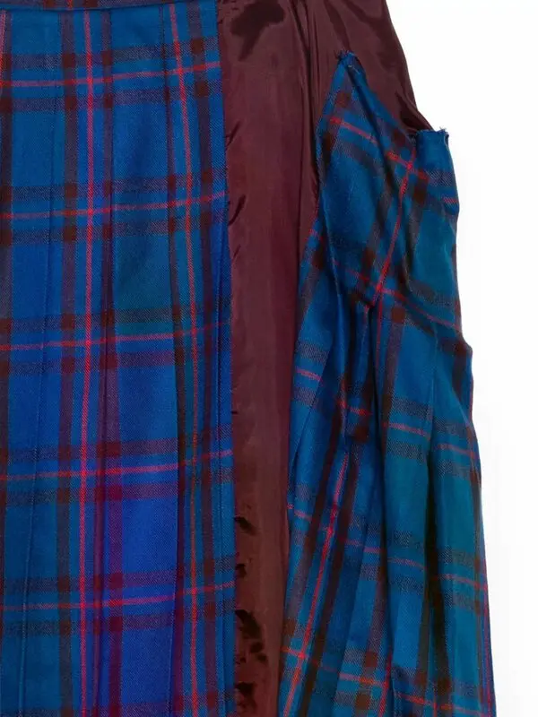 PUSHBUTTON Check Asymmetric-hem Skirt